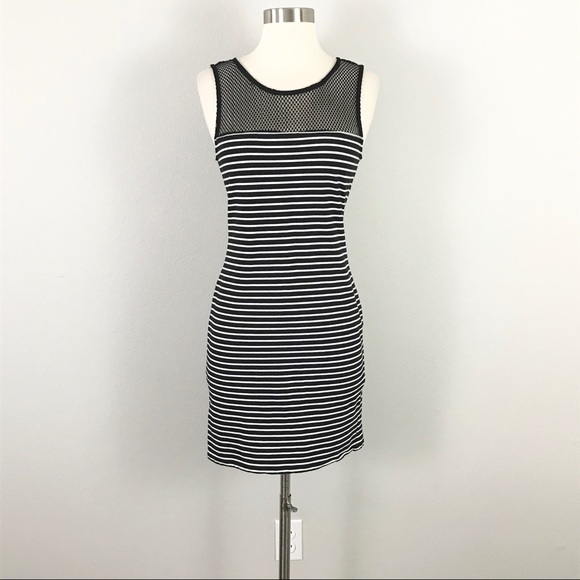Halogen | Dresses | Halogen Small Dress Black White Stripe Mesh | Poshmark
